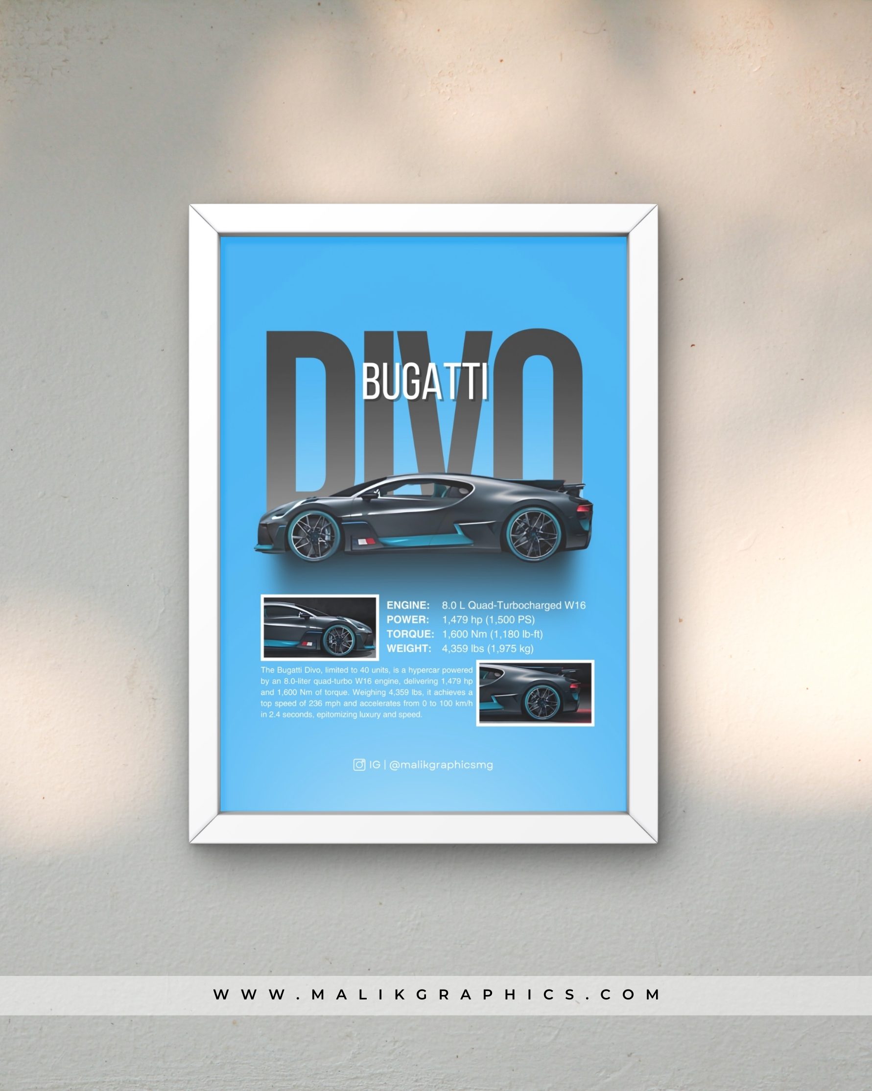 Bugatti Divo Wall Art - Hypercar Decor - Malik Graphics