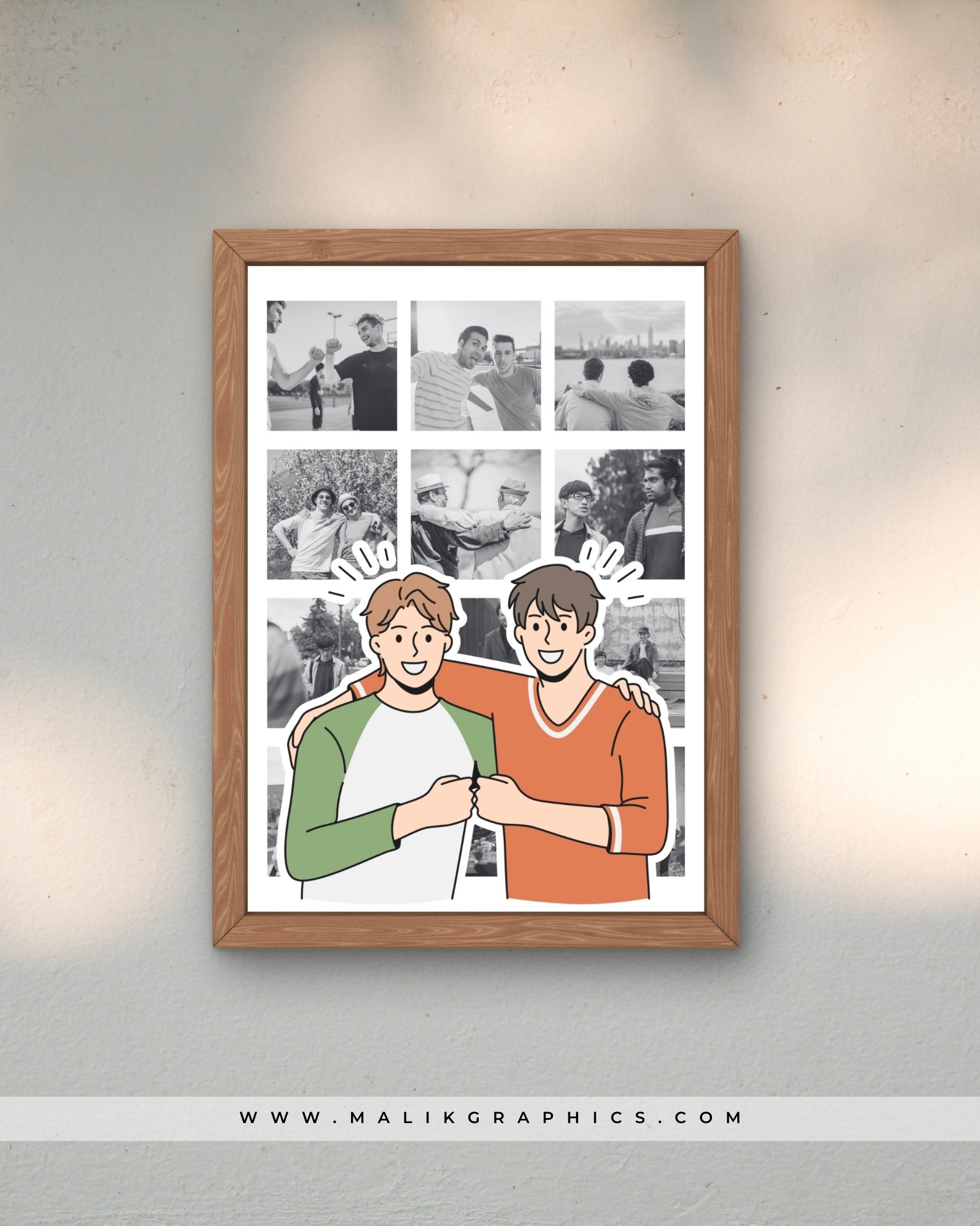 Memory Lane – Best Friends Custom Photo Collage Frame - Malik Graphics